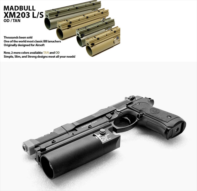 MadBull Airsoft XM203 Launcher now in OD and Tan | Popular Airsoft