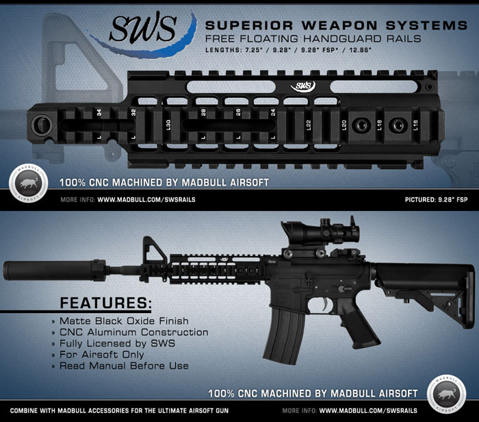 MadBull Airsoft Licensed SWS Free-Float Rails | Popular Airsoft ...