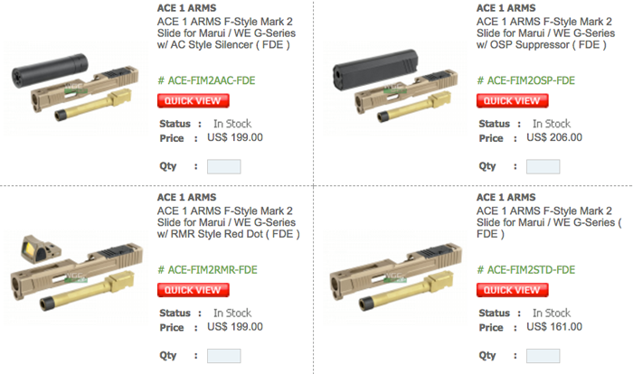 Ace1arms F-Style Slide Sets At WGC Shop | Popular Airsoft: Welcome To ...