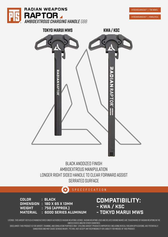PTS Radian Raptor Charging Handle GBB | Popular Airsoft: Welcome To The ...