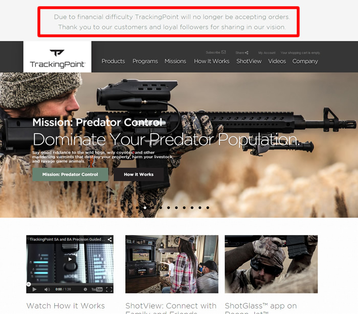 TrackingPoint Stops Taking Orders, Cites Financial Difficulties ...