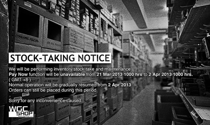 WGC Shop Stock Taking Advisory | Popular Airsoft: Welcome To The ...