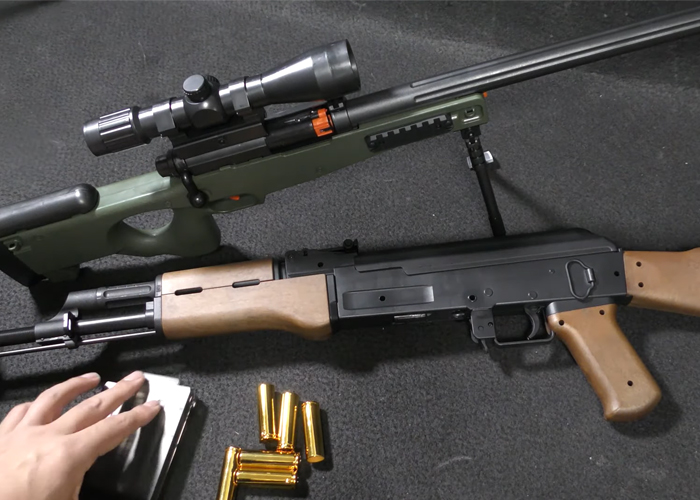 Crown Mini L96AWM Shell Ejecting Rifle & Air Cocking AK | Popular ...