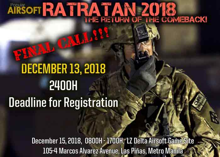 Final Call For RATRATAN 2018 Player Registration | Popular Airsoft ...