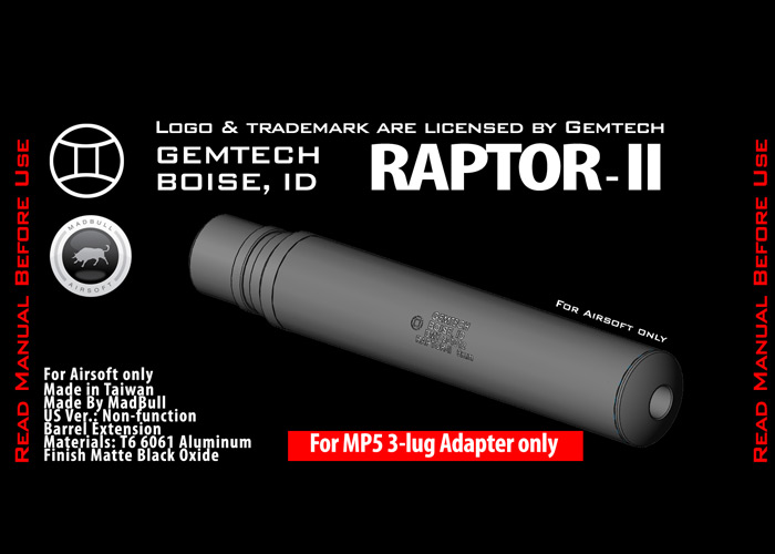 Gemtech Raptor II Dummy Suppressor | Popular Airsoft: Welcome To The ...