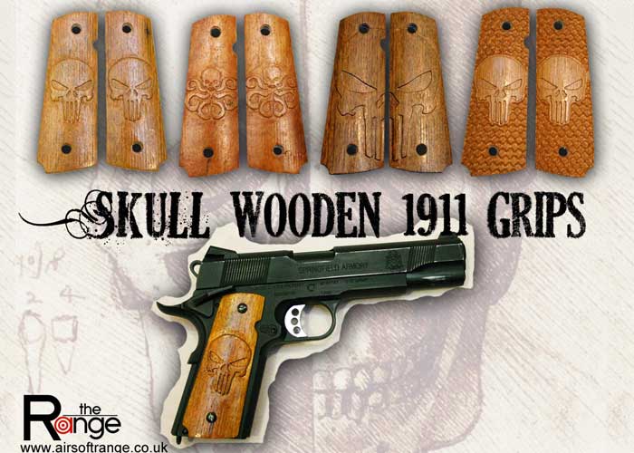 1911 Real Wood Grips with Skull Designs | Popular Airsoft: Welcome To ...