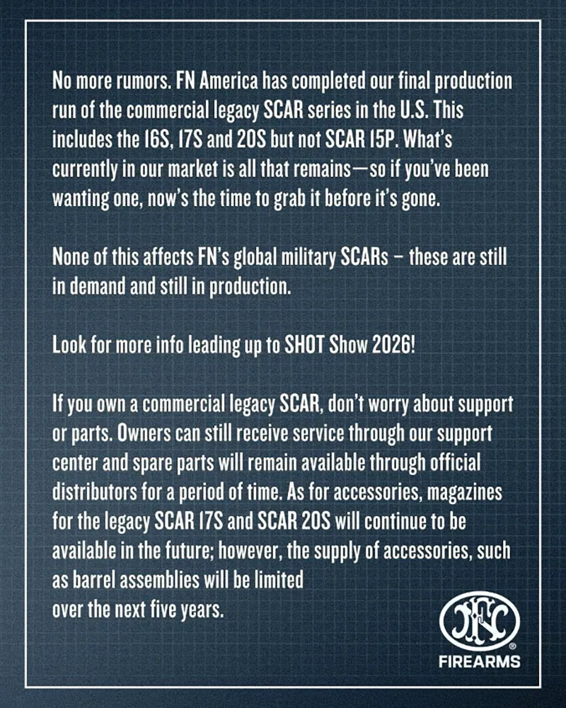 The Sun Sets On A Legend: FN America Halts Production Of The SCAR Rifle ...