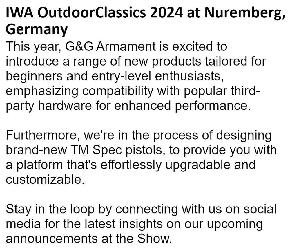 G&G To Introduce New Products At IWA 2024 | Popular Airsoft: Welcome To The Airsoft World
