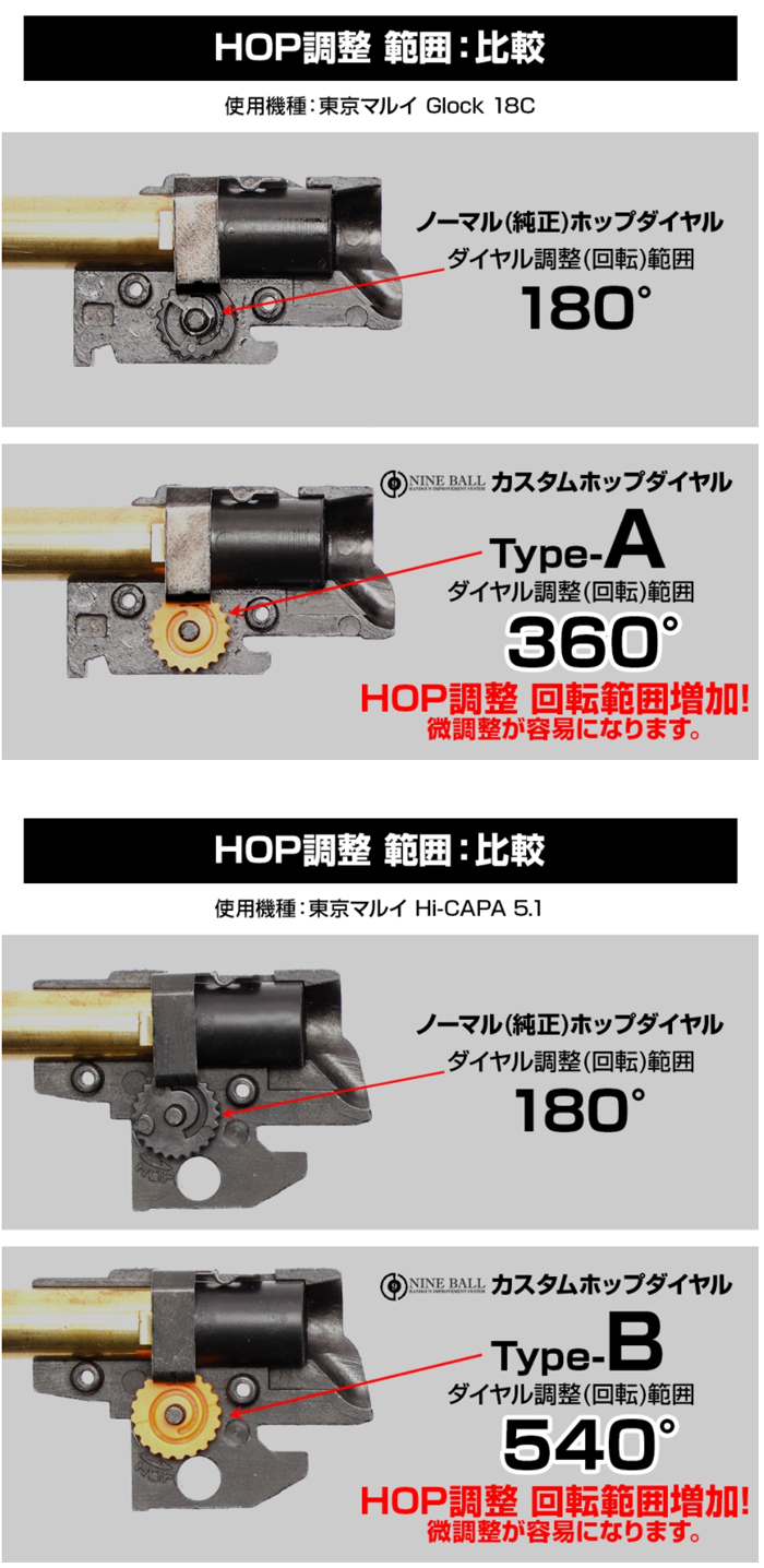 Nine Ball Custom Hop Dials For Marui GBB Pistols | Popular Airsoft ...